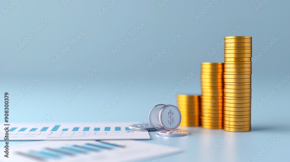 Wealth Management Strategies: Bar Graphs and Pie Charts with Gold and ...