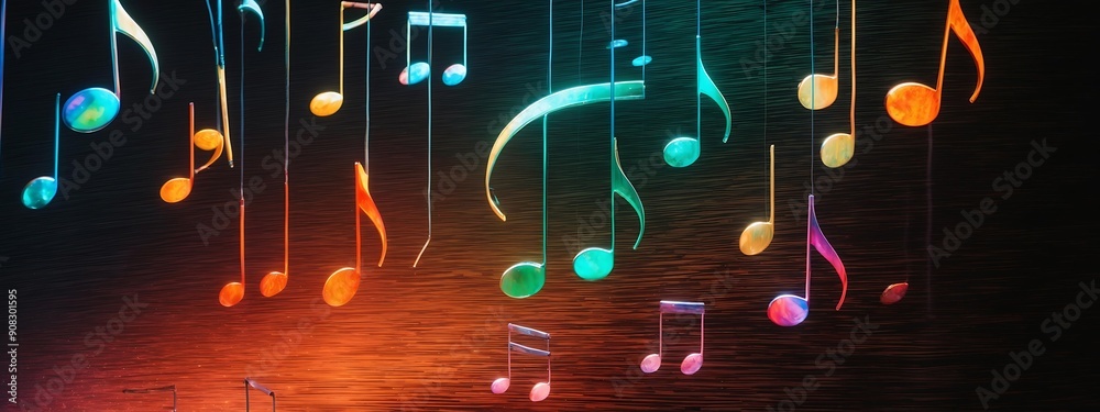 Mesmerizing High-Contrast Cinematic Photograph of Musical Notes in Mid ...