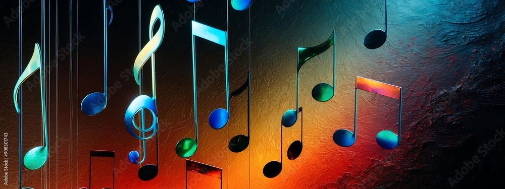 Mesmerizing High-Contrast Cinematic Photograph of Musical Notes in Mid ...