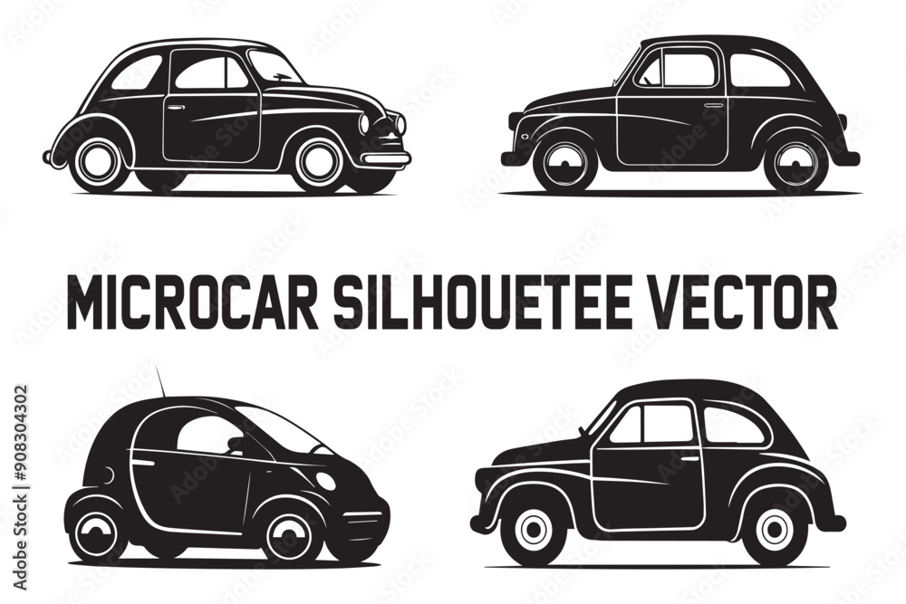 Vetor de Micro Car Silhouette, Vector Art, White Background, Car ...