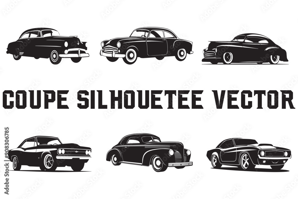 Coupe Silhouette, Vector Art, White Background, Car Silhouette, Vehicle ...