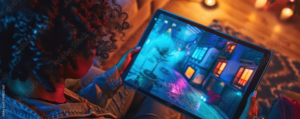 A person streaming an exclusive original series premiere on a tablet in ...