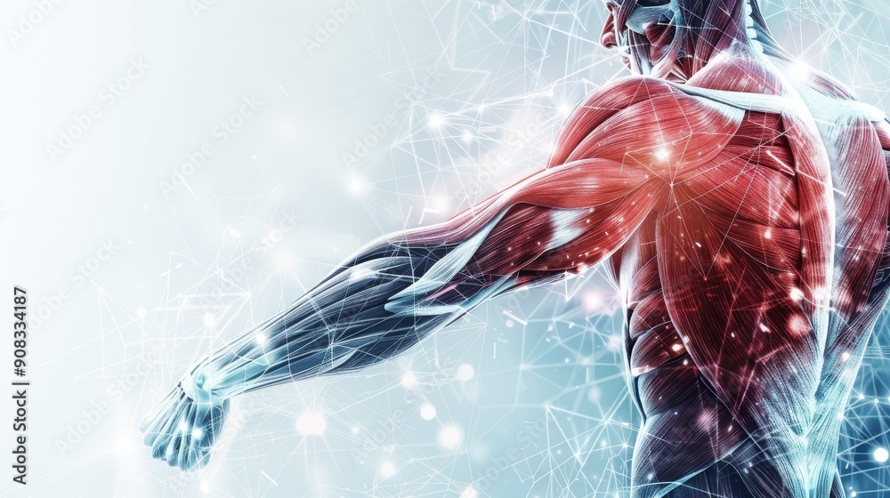 An abstract medical image showing a detailed conceptual representation ...