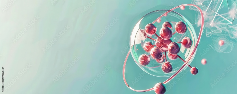 ภาพประกอบสต็อก Anatomy of an atom depicted in a detailed illustration ...