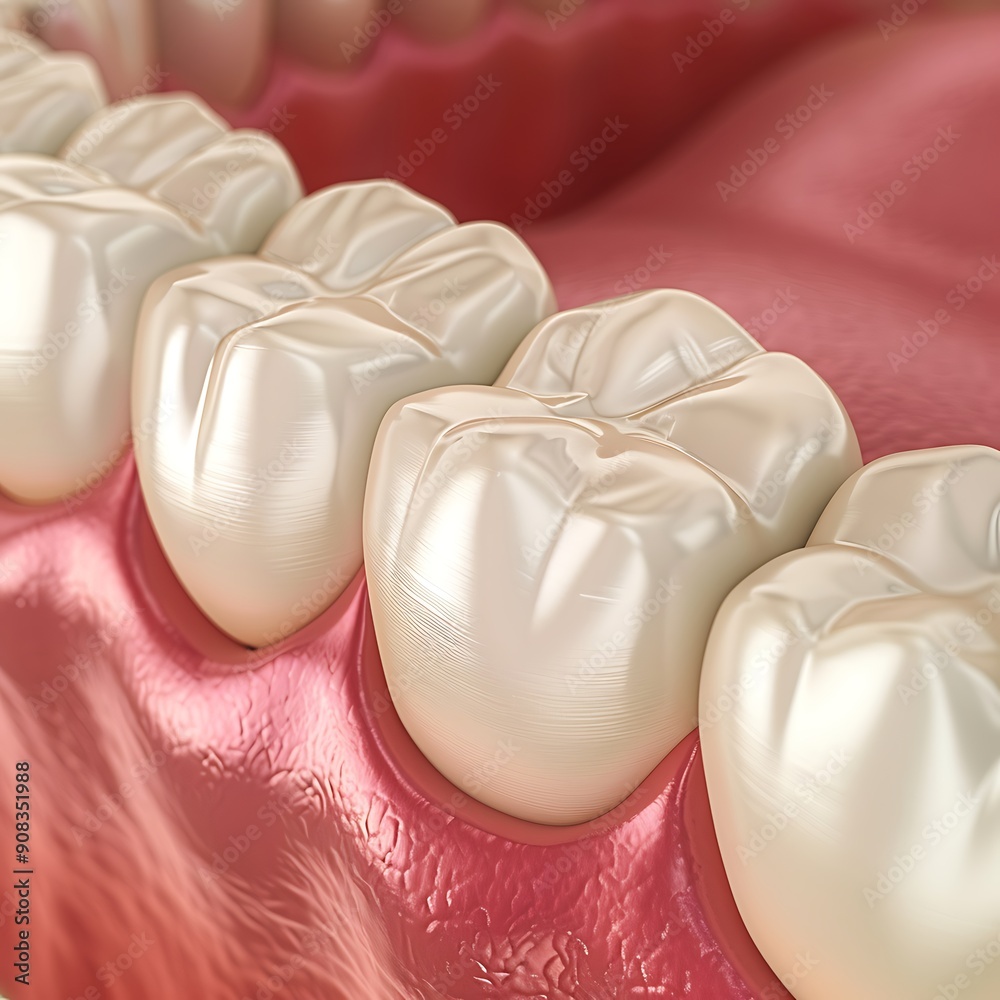 Dental bridge of 3 teeth over molar and premolar. Medically accurate 3D ...