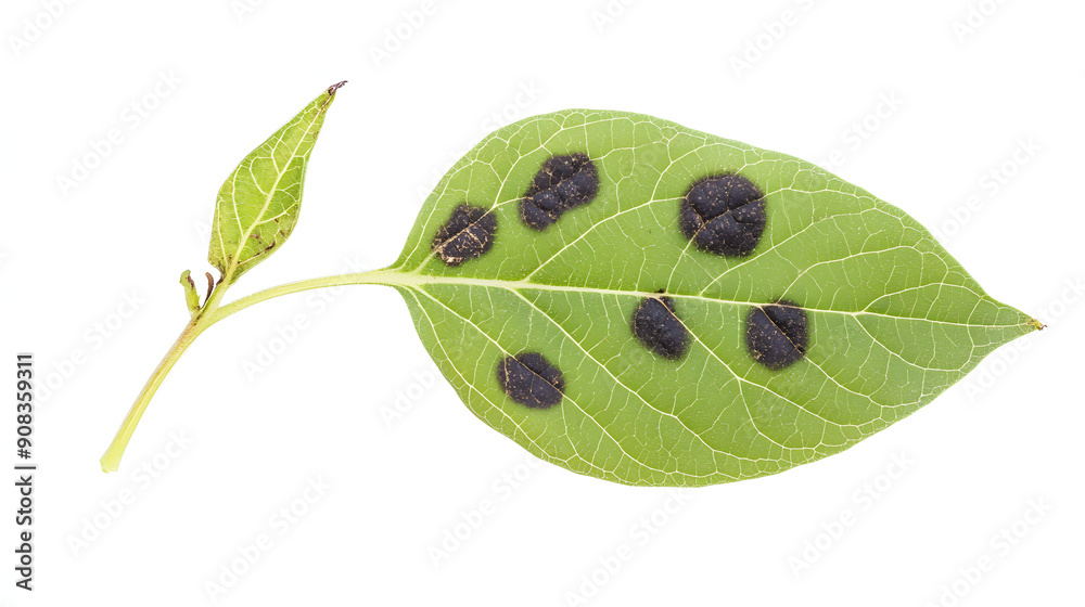 brown and black spots on soybean plant leaf from cercospora leaf blight ...