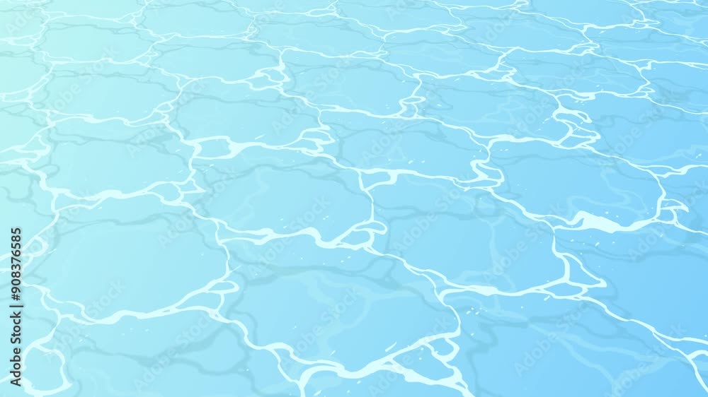 Blue water surface background cartoon motion animation 4K seamless loop ...