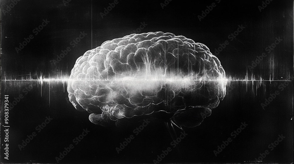 Isolated EEG brain wave patterns on white background, highlighting ...