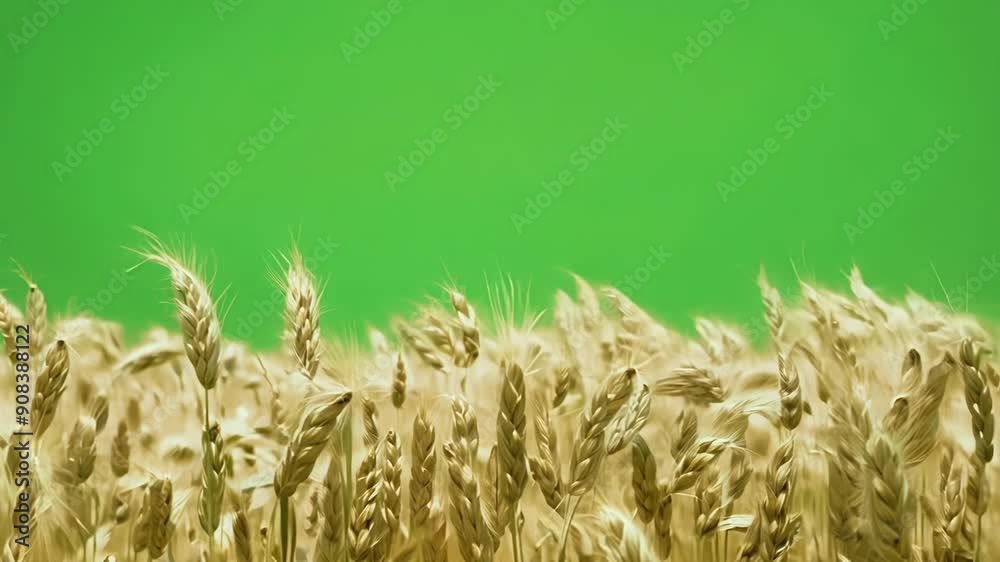 As the wind picks up speed a field of wheat sways and undulates like a ...