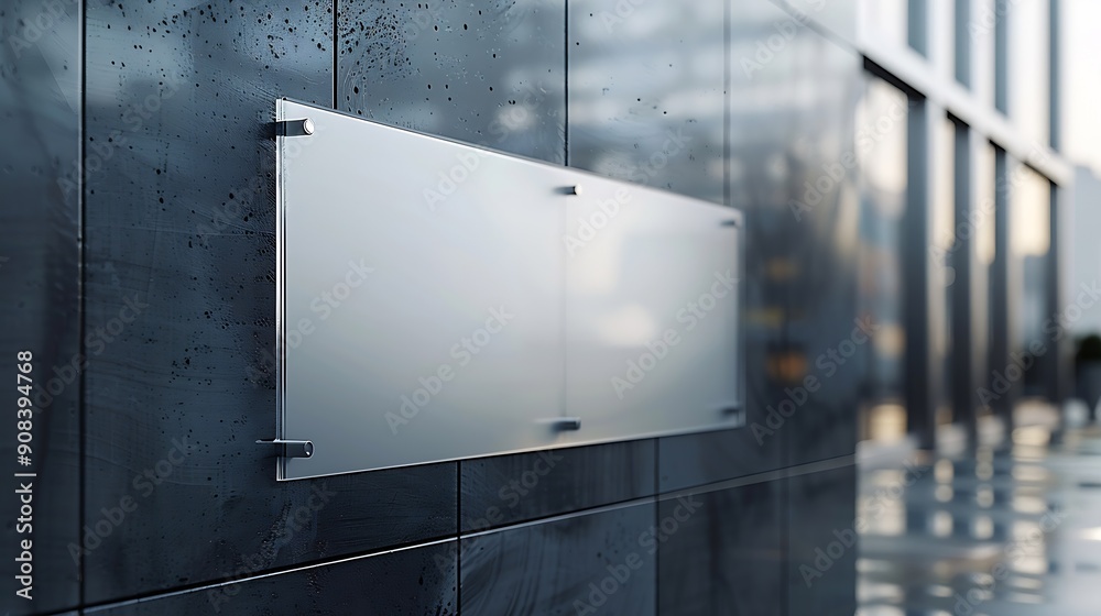 Transparent glass sign plate on wall mockup Template of a blank ...