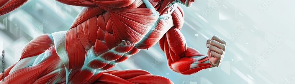 Human muscle system integrating with biomechanical frameworks in motion ...