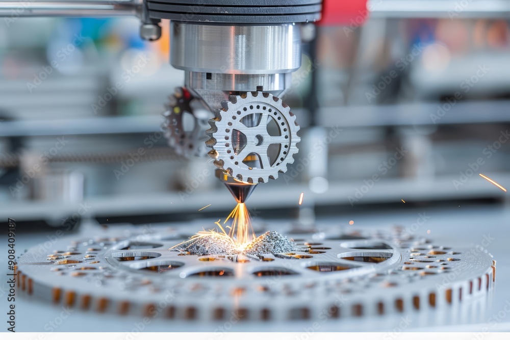 Laser fusing metal powder, industrial 3D printing, powder bed fusion ...