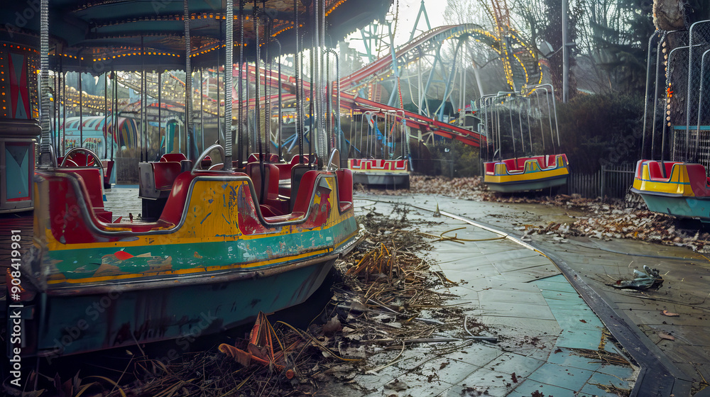 Abandoned Theme Park, haunting abandoned amusement park shrouded in ...