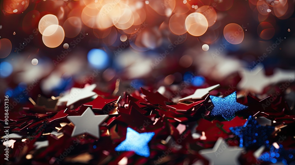 Abstract patriotic red white and blue glitter sparkle background for ...