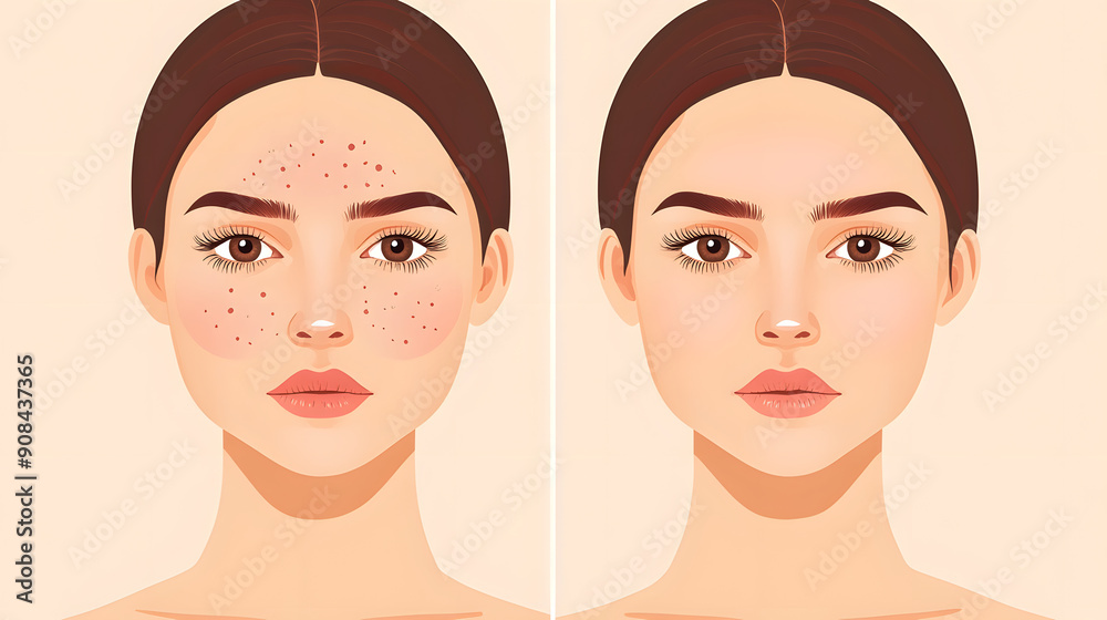 Comparing woman's skin before and after, skin protection, a woman's ...
