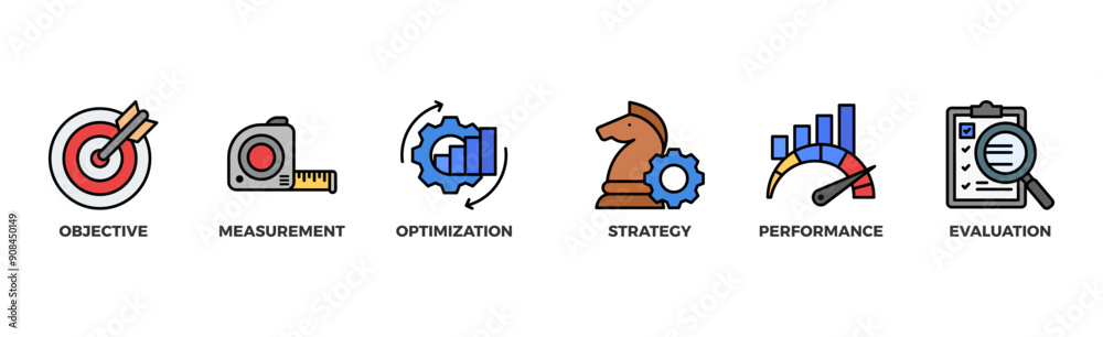 KPI banner web icon illustration concept for key performance indicator in the business metrics ...