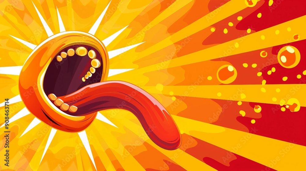 Cartoon Hungry Tongue and Slobber Sticker Emoticon - Vector ...