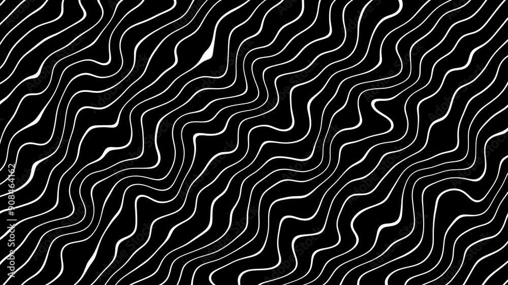 Abstract distorted line with black background. 4k seamless animated ...