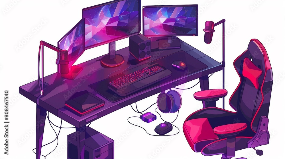 Professional Setup for Live Game Streaming with Desktop PC, Three ...