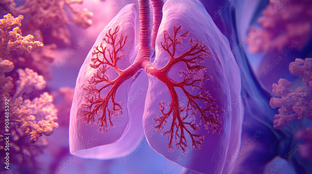 Poster A medical illustration depicting lungs severely affected by ...