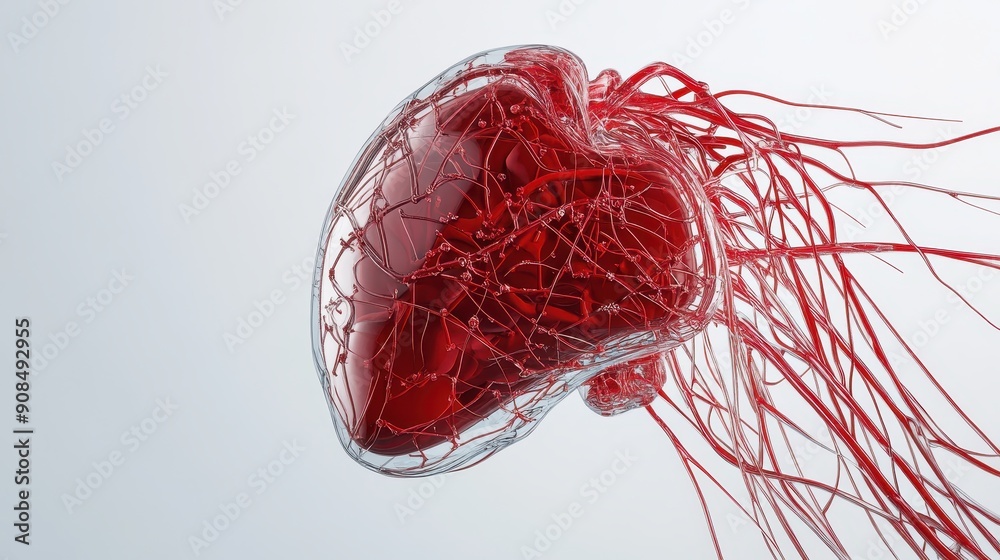 Anatomical Illustration of the Human Liver, detailed representation ...