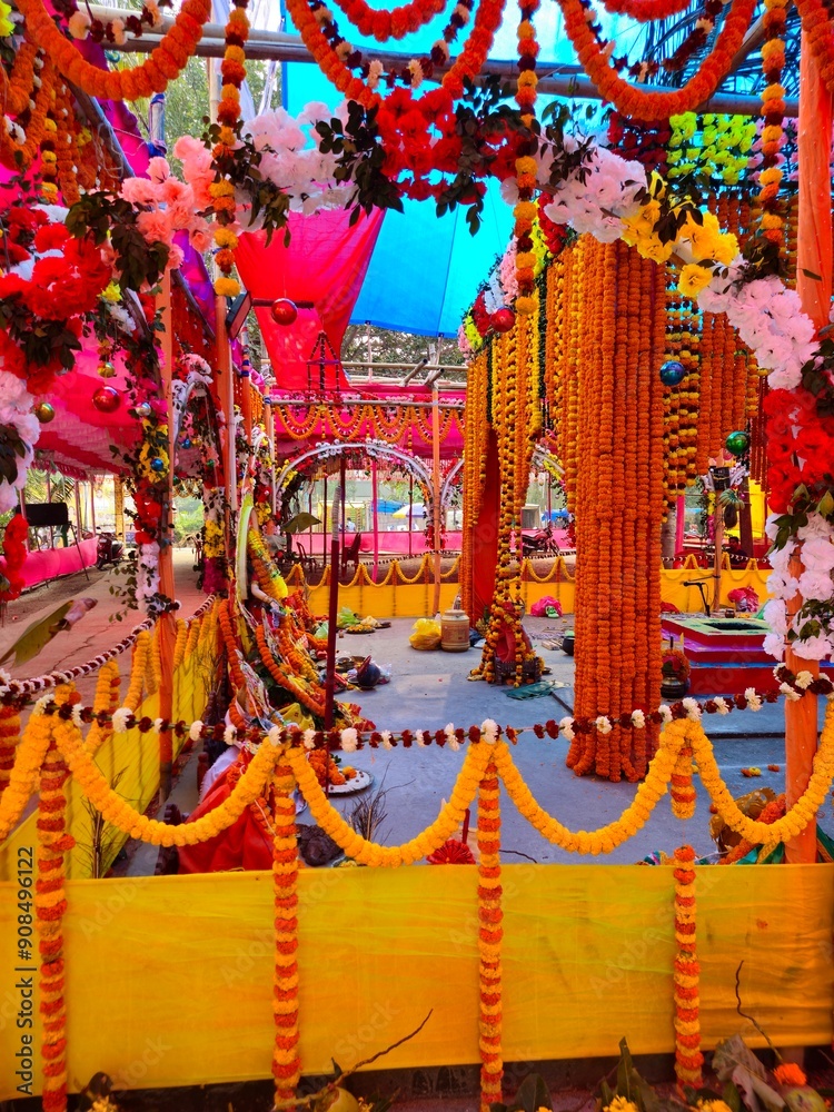Havan kund puja in Hindu Temple. A yajna kunda or ritual pit for ...