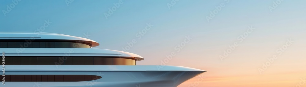 Streamline Moderne architecture, curved forms, selective focus ...
