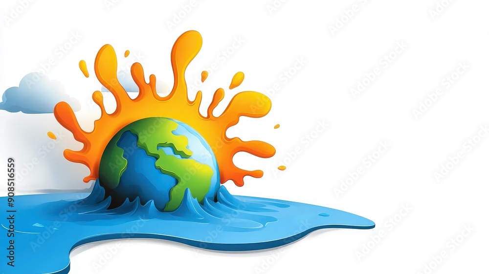 Die Erde leidet unter dem Klimawandel ein flaches, modernes Bild zeigt ...