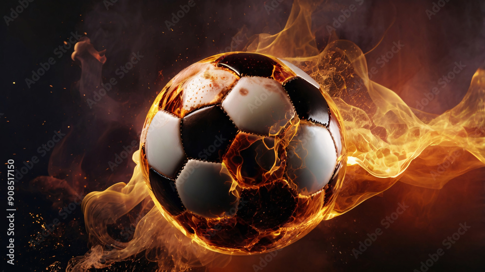 Fiery Energy A Soccer Ball in Flames, ball, soccer, energy, fire, flame ...