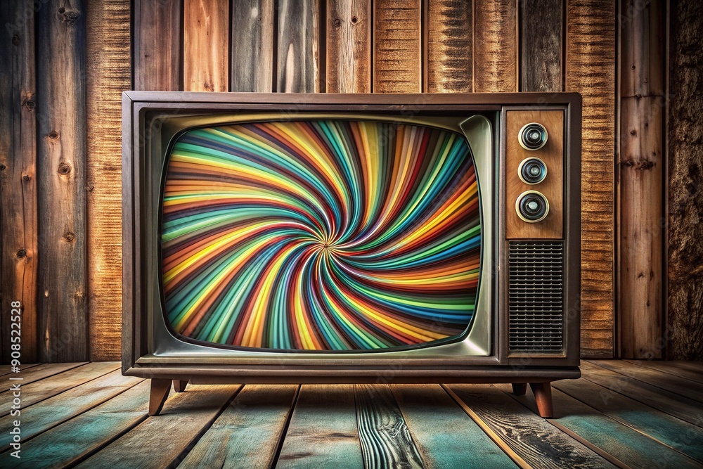 Retro-style TV with a mesmerizing, swirling screen displaying a ...