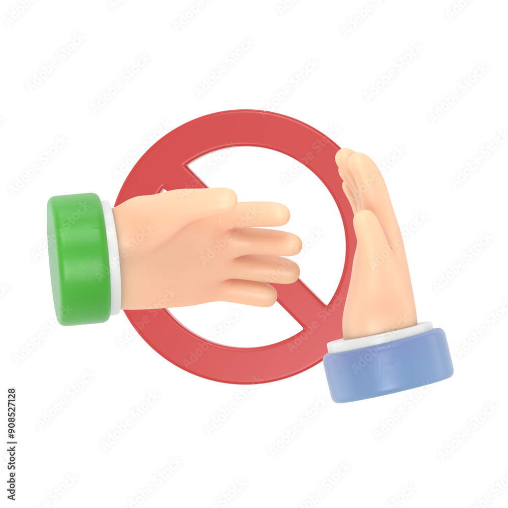 Do not contact. No handshake icon. Red prohibition sign. Precautions ...