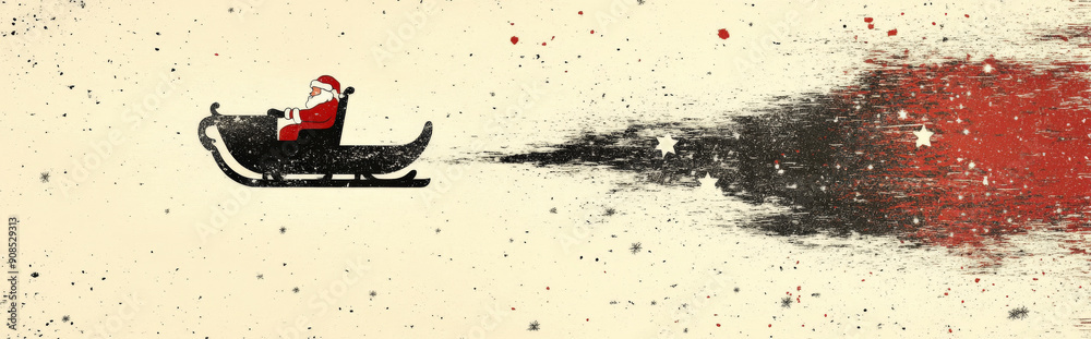 minimalist silhouette of Santa's sleigh, emphasising clean lines and ...