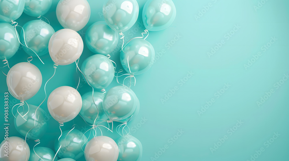 luxury balloon background border frame in pastel green color for poster ...