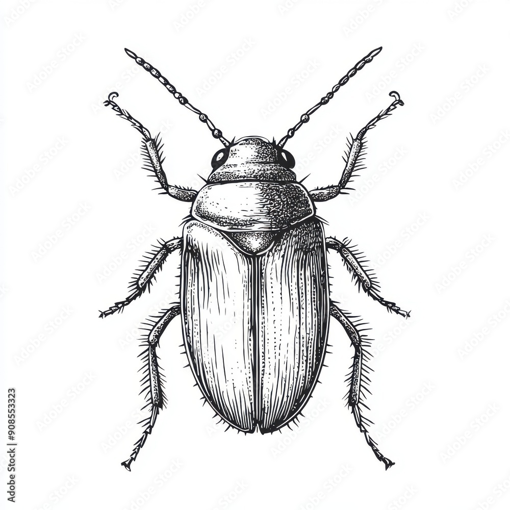 Black and white Vintage engraved art of a booklice isolated on white ...