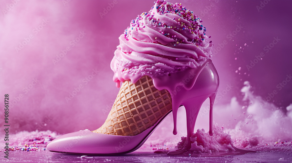 Ice Cream Shoe. A creative representation of a high heel shoe made out ...