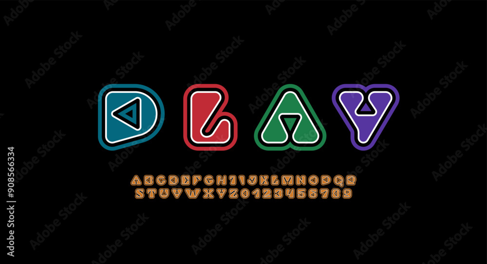 Gaming futuristic font tech alphabet made game console style, childish ...