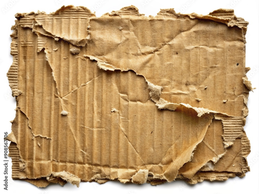 Photo & Art Print Worn, distressed cardboard texture with torn edges ...