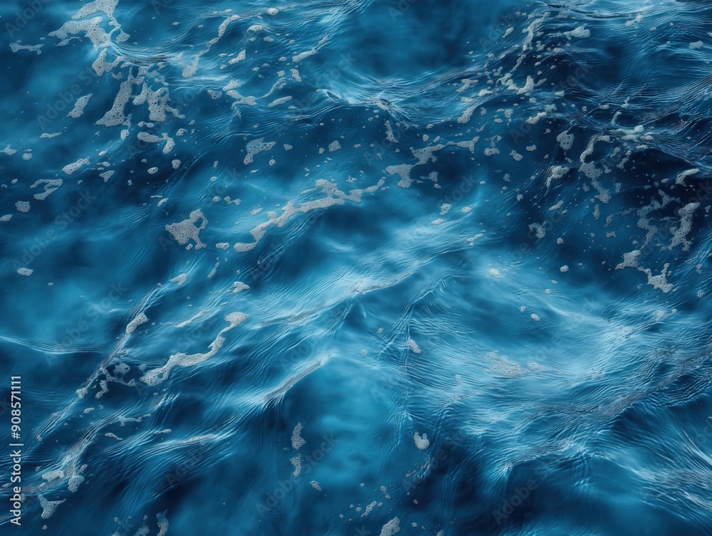 Deep blue ocean water ripples with small waves. Serene sea scene with ...