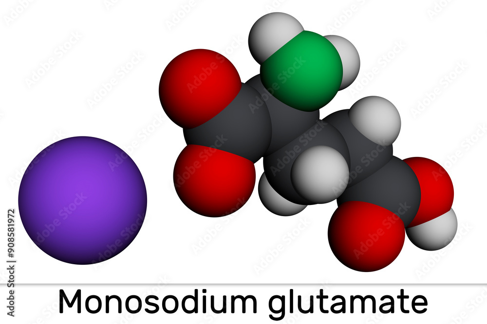 Monosodium Glutamate Msg Sodium Glutamate Molecule It Is Flavor
