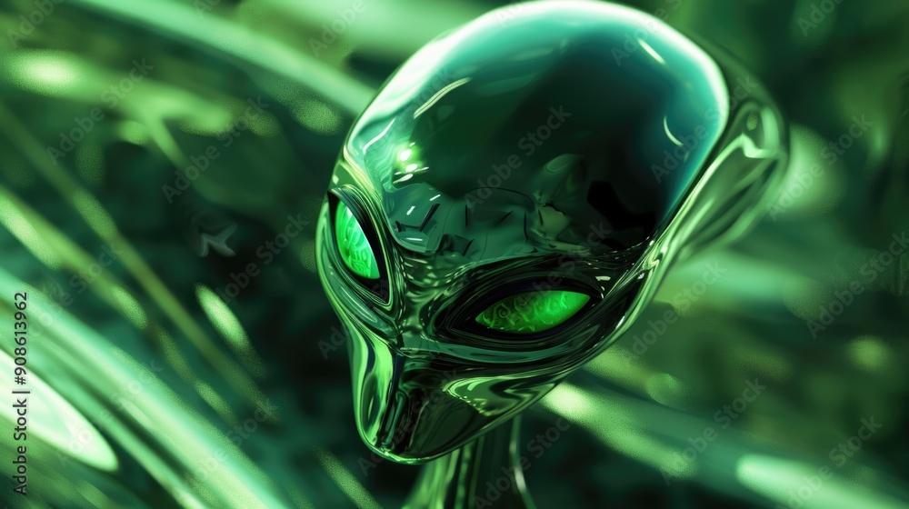Green Alien Desktop Wallpaper, minimalist design, futuristic aesthetic ...