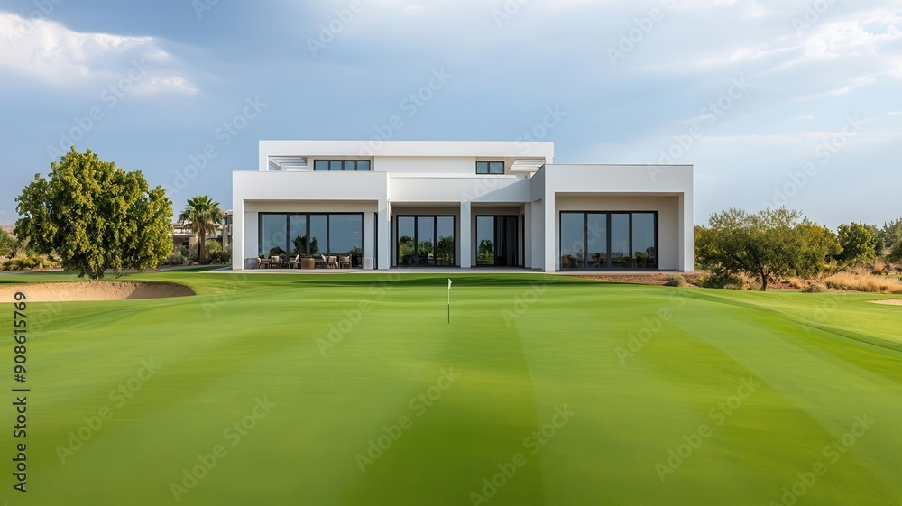 Golf resort clubhouse with modern amenities, resort retreat, high-end ...