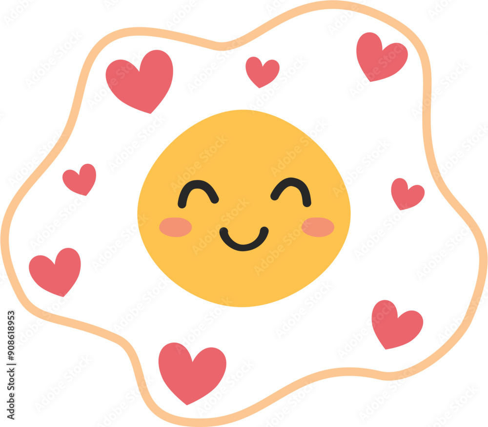 Cute Funny Egg Yolk Sunny Side Up Emoji Emoticon Vector Illustration ...