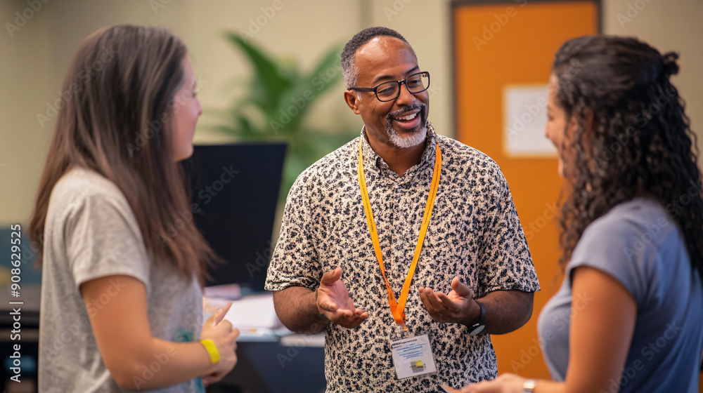 Photography of a mentor and a group of mentees engaged in a team ...