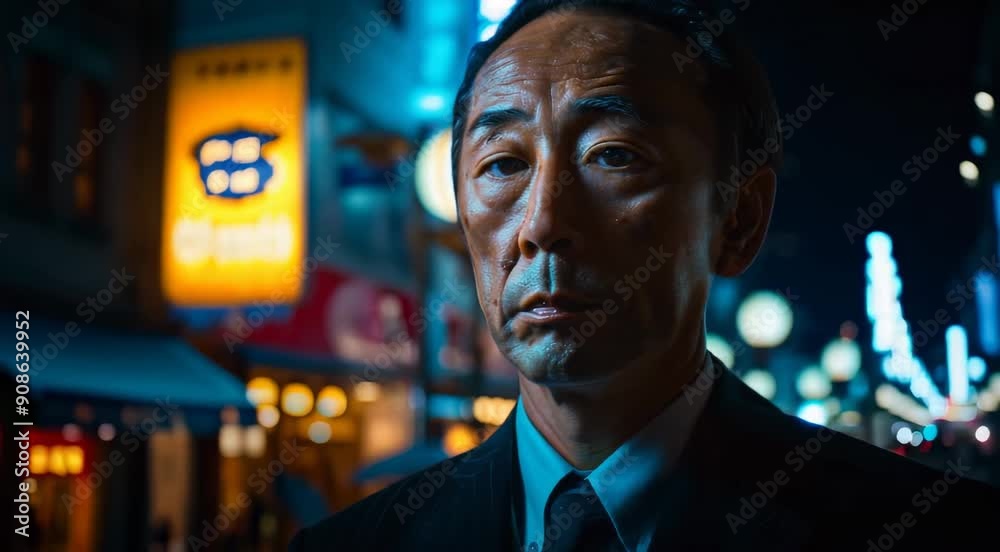 Yakuza Boss. Japanese mafia man concept. Yakuza on the neon streets of ...