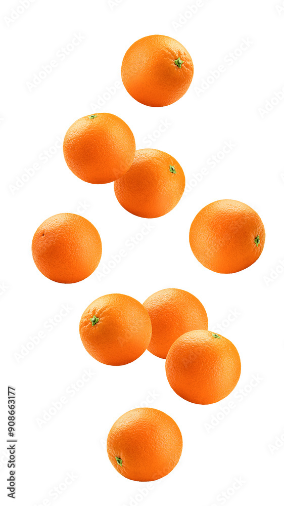 Falling orange isolated on white background, full depth of field Stock ...