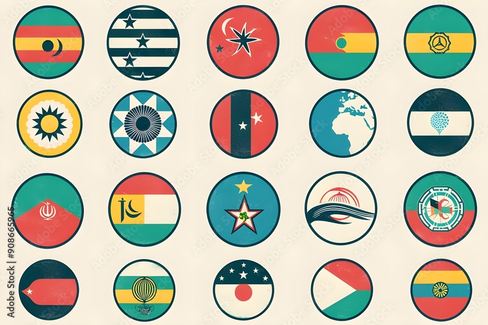Illustrated Vector World Flag Buttons Buttons as flags of different ...