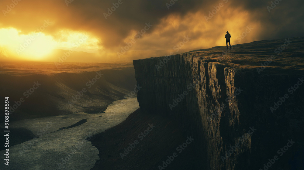 Abenteuerreise Einzelne Person in der Natur an einer Klippe Berg Gipfel ...