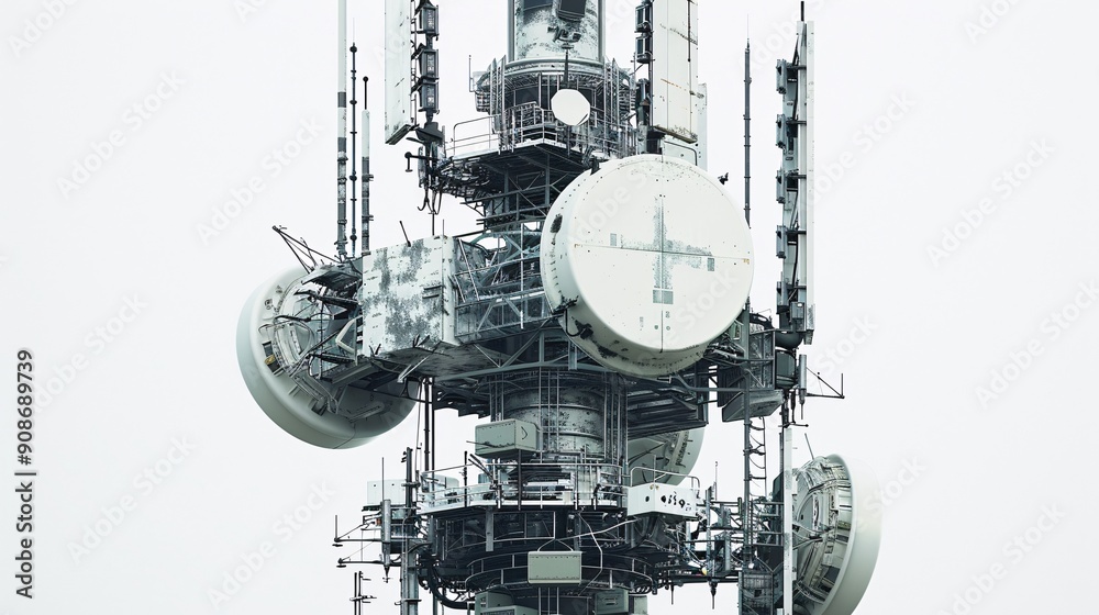 Ultra-high-definition image of a telecommunication tower, featuring 5G ...