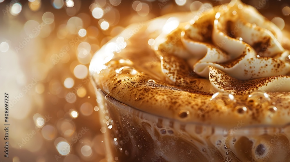 Artfully Crafted Frothy Frappe Coffee with Swirling Cream Texture and ...