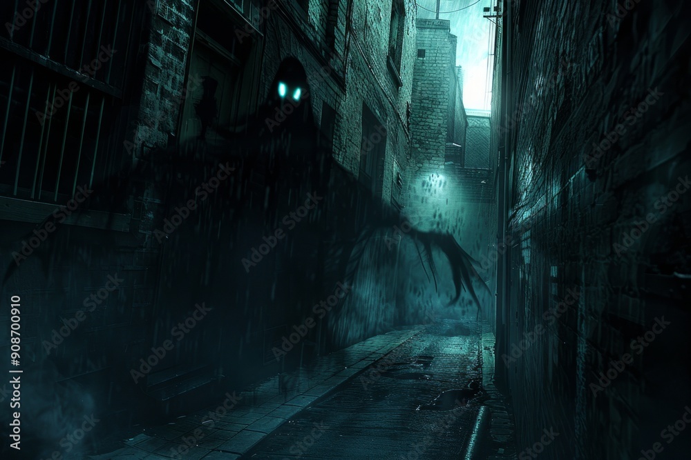 Shadow of the Unknown. A dark, looming shadow in the shape of a ...